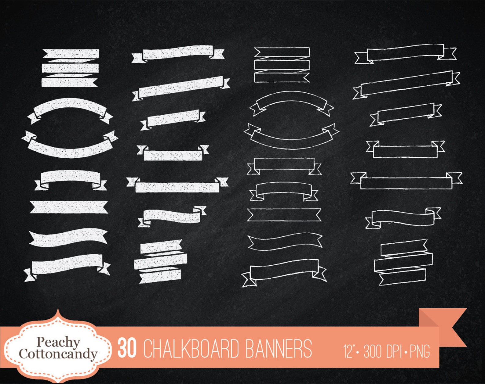 BUY 4 GET 50% OFF 30 Digital Chalkboard Banners Chalk Board - Etsy