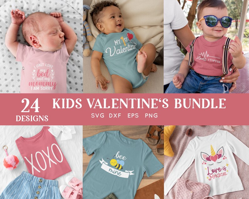 Kids Valentine SVG Bundle: Girl and Boy Shirt Cut Files (digital ...