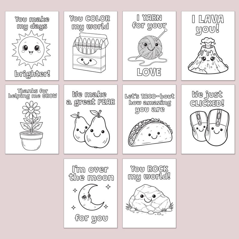 Valentines Day Coloring Cards - Printable Valentine Coloring Book for ...