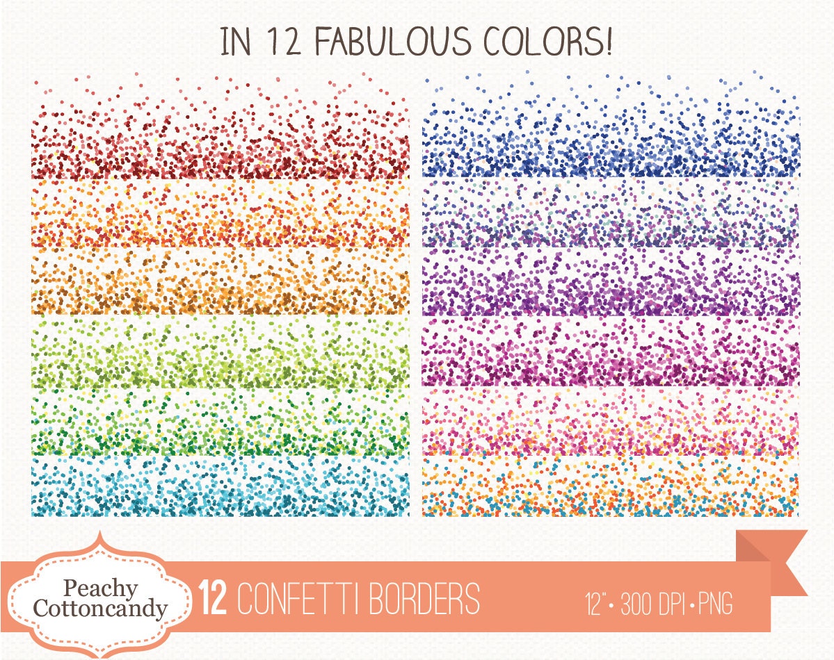 Confetti Borders Clipart: 12 Colorful PNG Designs (digital Download) - Etsy