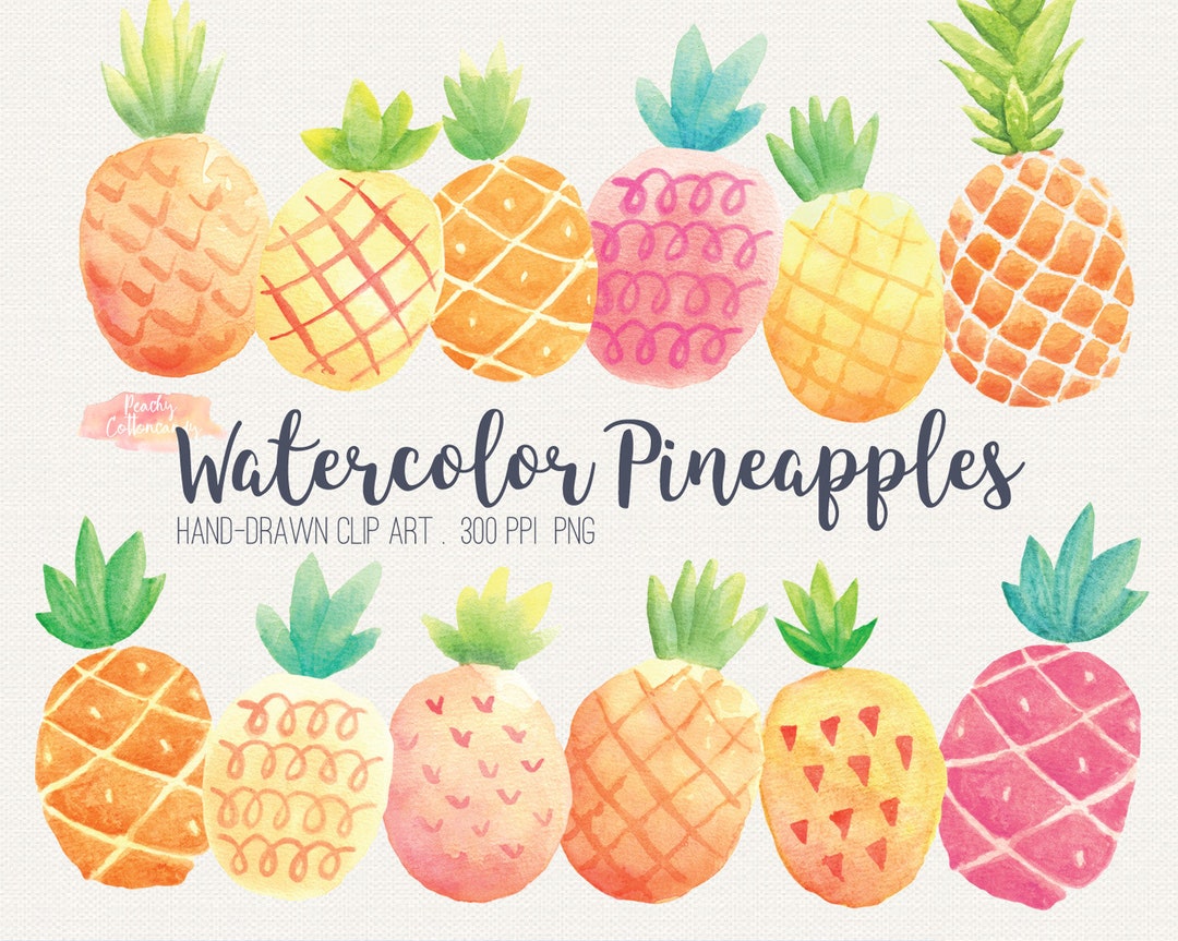 Watercolor Pineapple Clipart: Tropical Fruit Art (digital Download) - Etsy