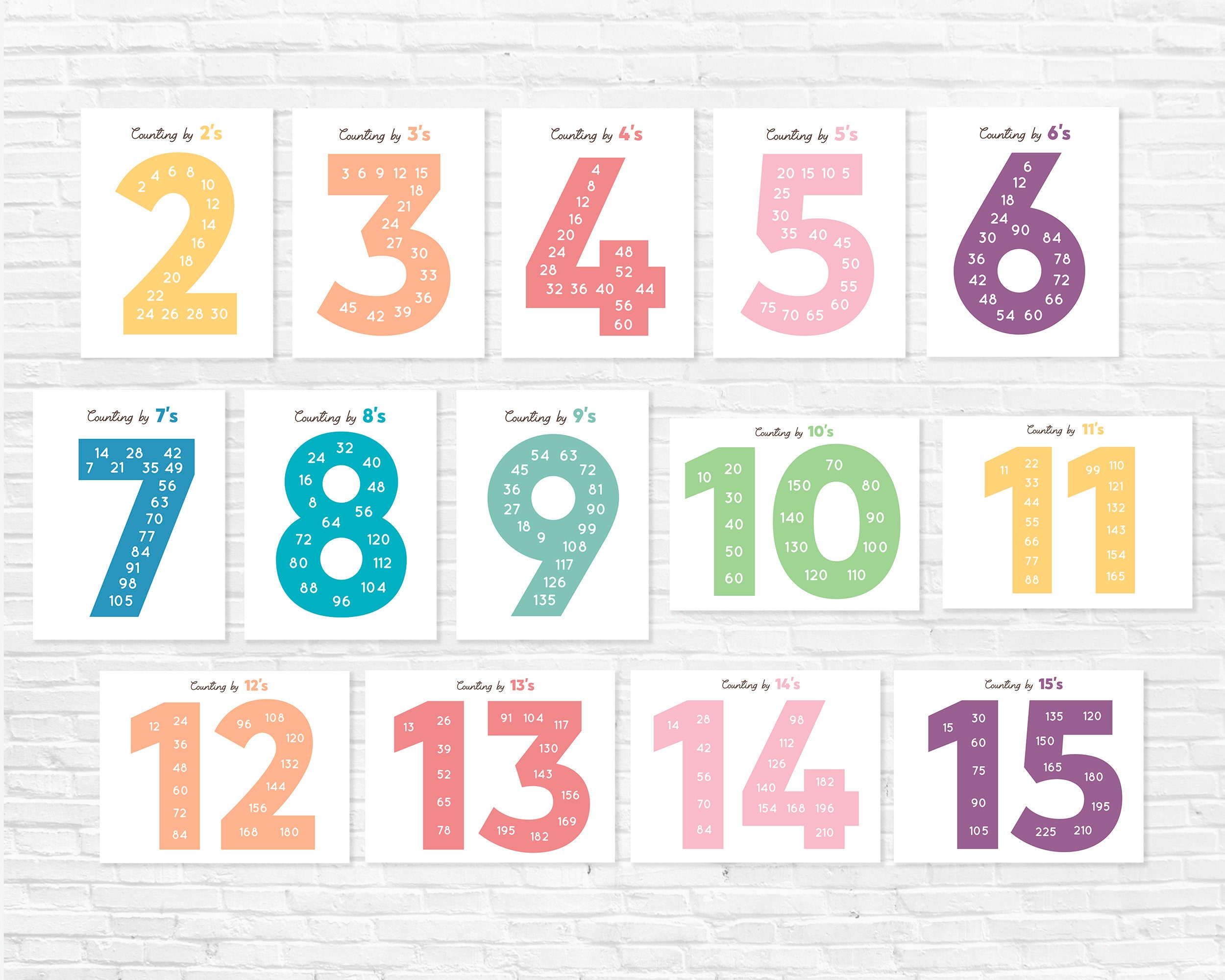 Skip Counting Charts & Multiplication Squares Poster: Homeschool Math ...