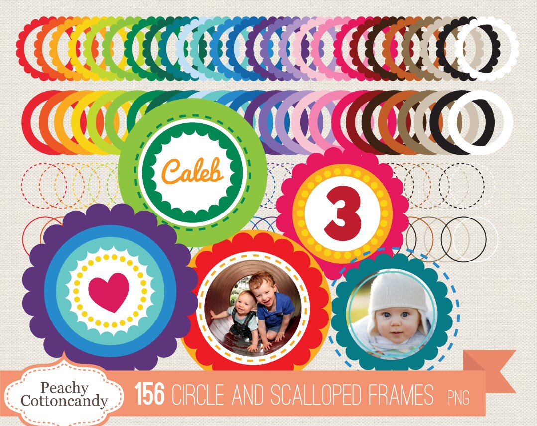 BUY 4 GET 50% OFF 156 Scalloped Circle Frames Clip Art - Etsy