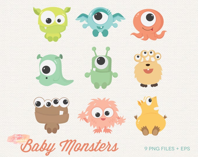 Monsters Clipart, Weird Creature Clip Art, Wild Cute Colorful Alien ...
