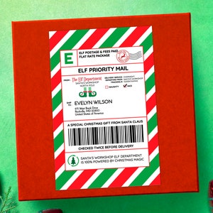 BUY 4 GET 50% OFF Editable Christmas Elf Shipping Label North Pole Mail ...