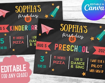 First Day of Kindergarten Sign Printable Back to School Sign First Day ...