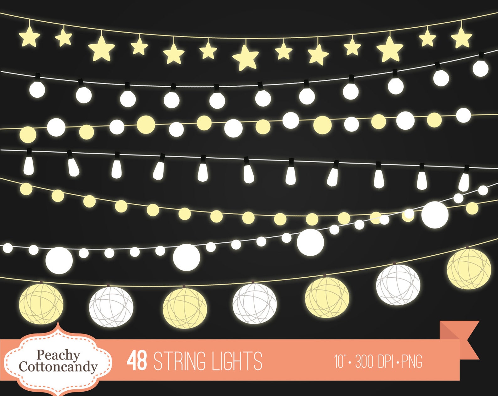 BUY 2 GET 1 FREE String Lights Clip Art string light clip | Etsy