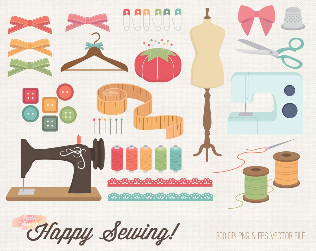Sewing Clipart Set: Fashion Design Graphics (PNG, EPS) - Etsy