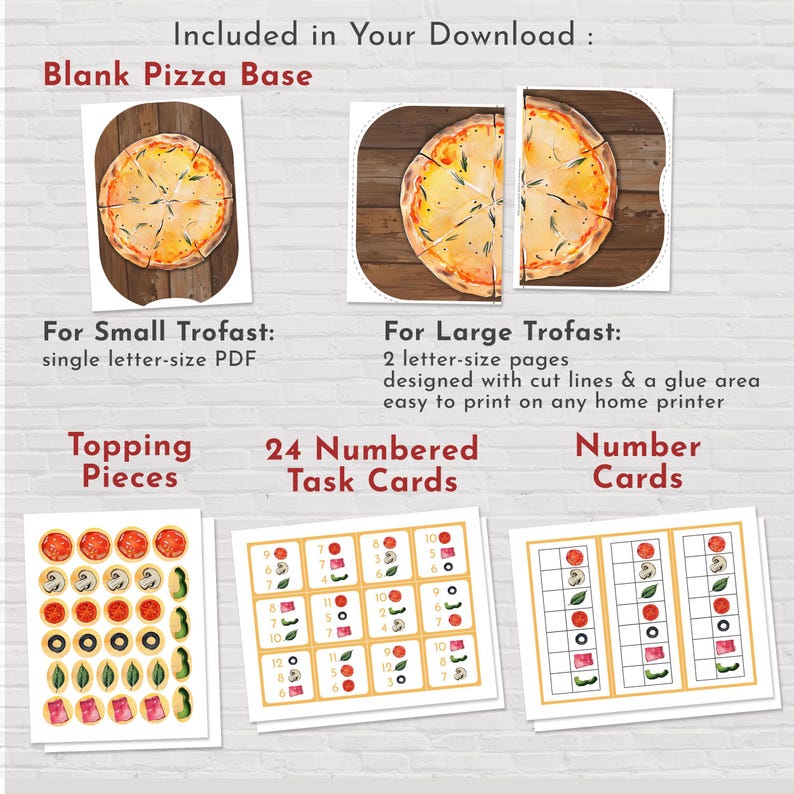 Pizza Flisat Insert – Printable Counting & Sorting Activity (digital ...
