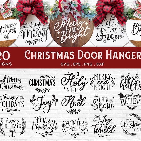 Merry Christmas Door Hanger Svg Etsy