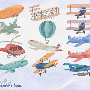 BUY 4 GET 50% OFF Watercolor Air Transportation Airplane Clipart - Air ...