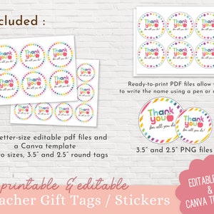 Printable Teacher Appreciation Gift Tags: Editable Thank You Stickers ...