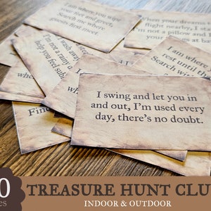 BUY 4 GET 50% OFF Editable Printable Treasure Hunt Clue Cards - Kids ...