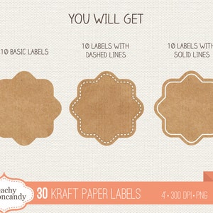 BUY 4 GET 50% OFF 30 Digital Kraft Paper Labels - Cardboard Labels Clip ...
