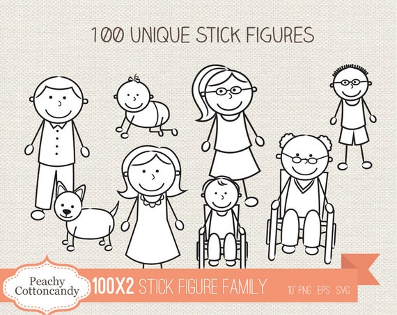 Stick Family Of 4 Clip Art