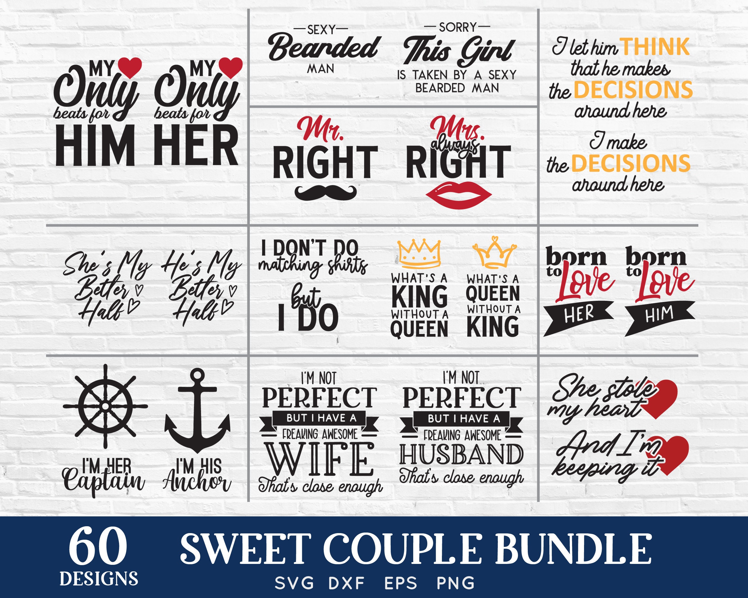 Couple Shirt SVG Bundle: 60 Matching Designs (digital Download) - Etsy