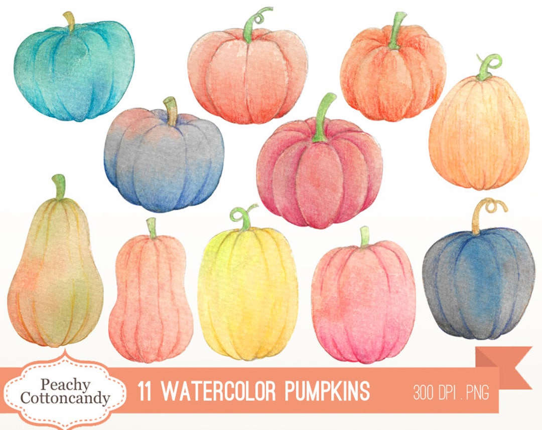Watercolor Pumpkin Clipart: Fall Thanksgiving Illustration (PNG Digital ...