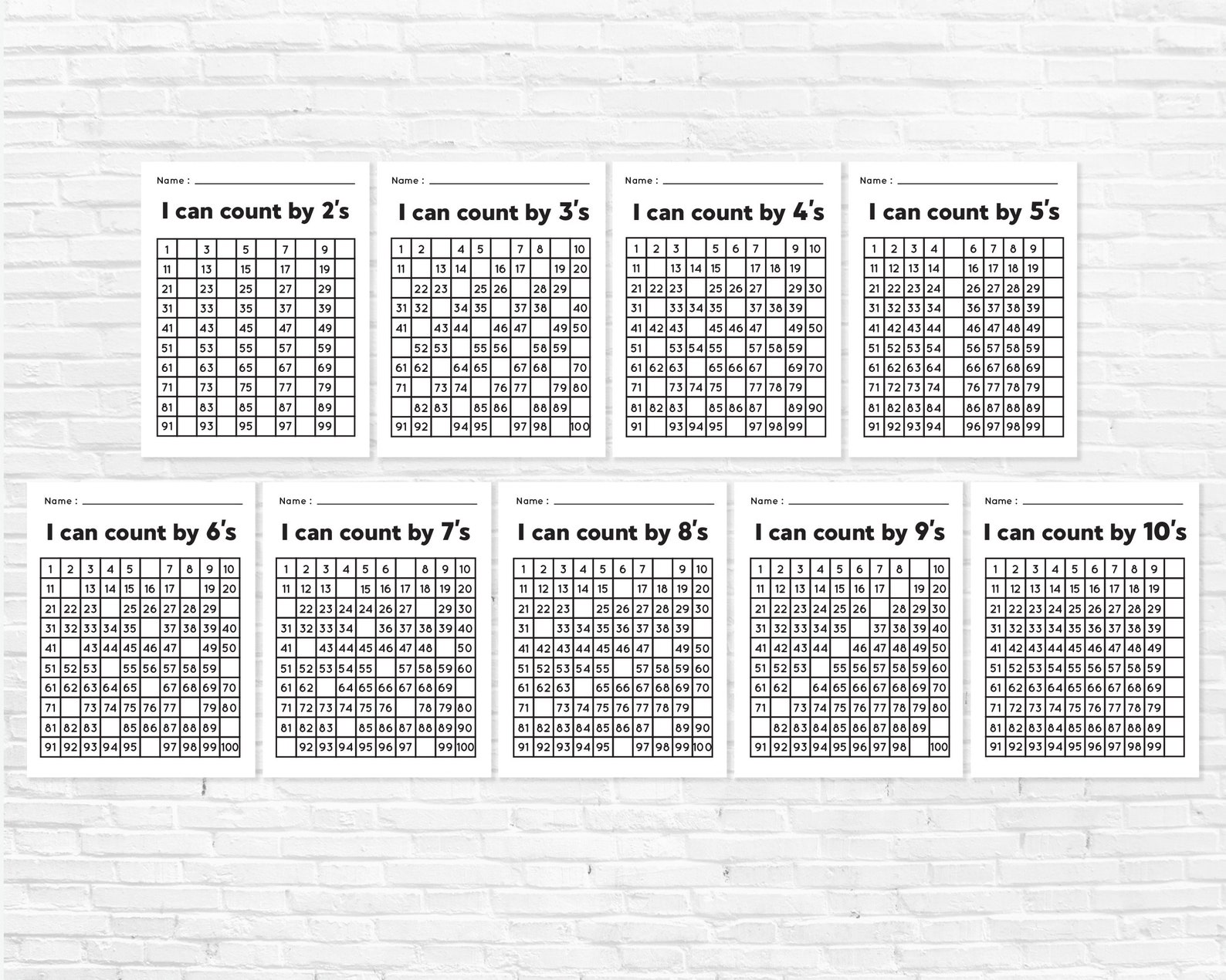 Skip Counting Charts & Multiplication Squares Poster: Homeschool Math ...