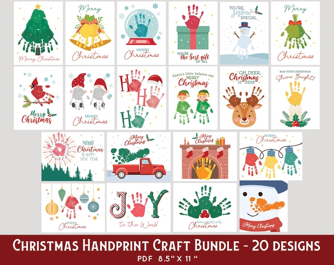 Printable Handprint/and Footprint Art | Christmas Bundle | Merry ...