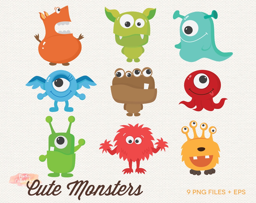 BUY 4 GET 50% OFF Cute Monster Clipart - Cute Monster Clip Art - Cute ...