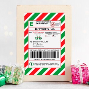 BUY 4 GET 50% OFF Editable Christmas Elf Shipping Label North Pole Mail ...