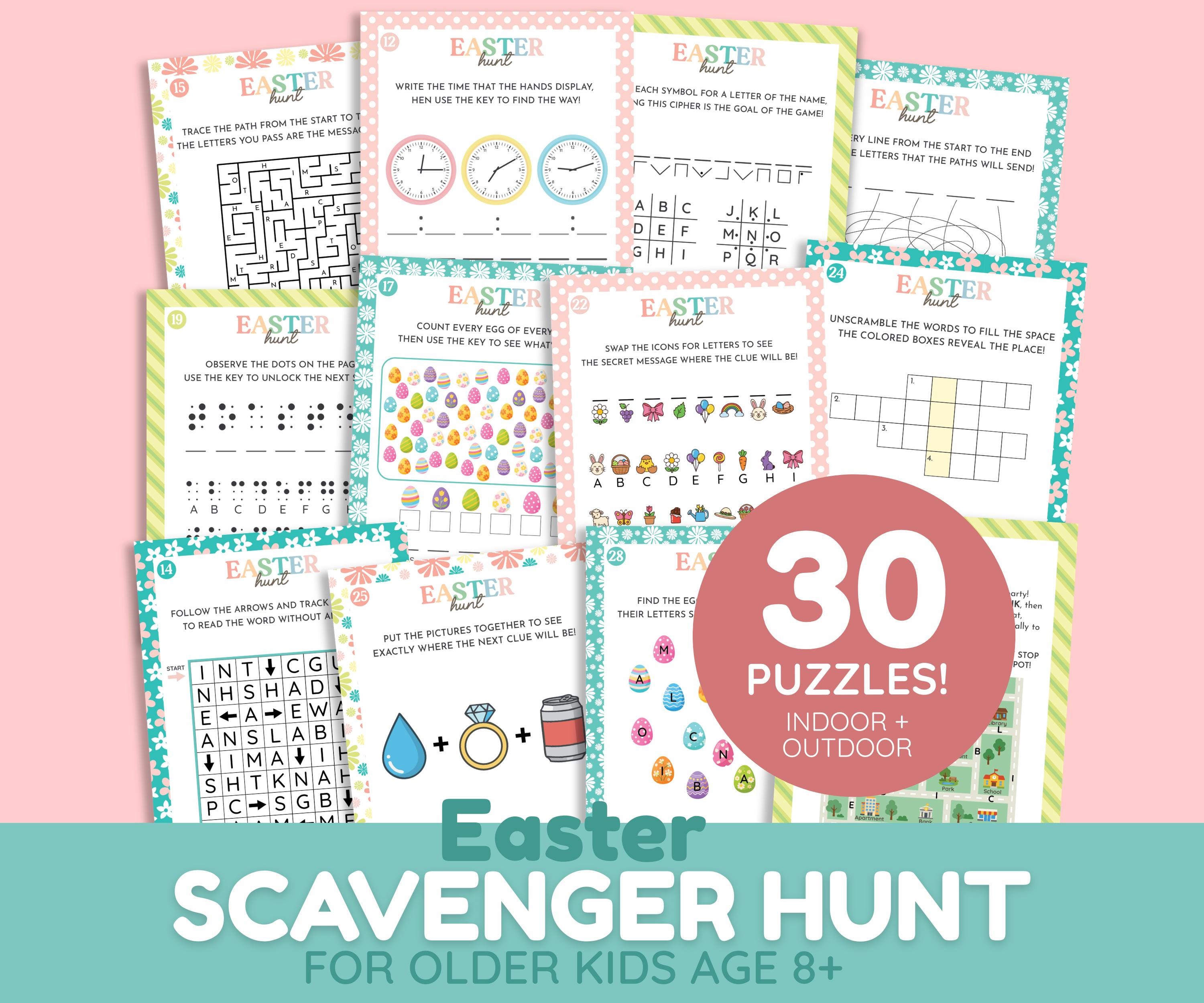 Printable Easter Scavenger Hunt Games for Teen and Older Kids Age 10 ...