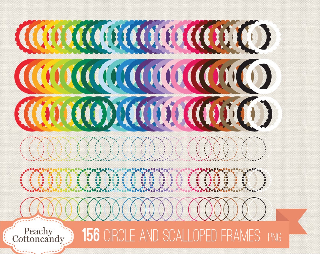 BUY 4 GET 50% OFF 156 Scalloped Circle Frames Clip Art - Etsy