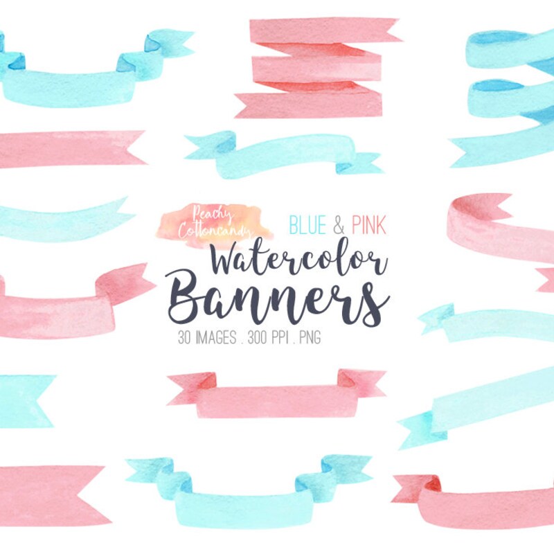Watercolor Ribbons - Etsy