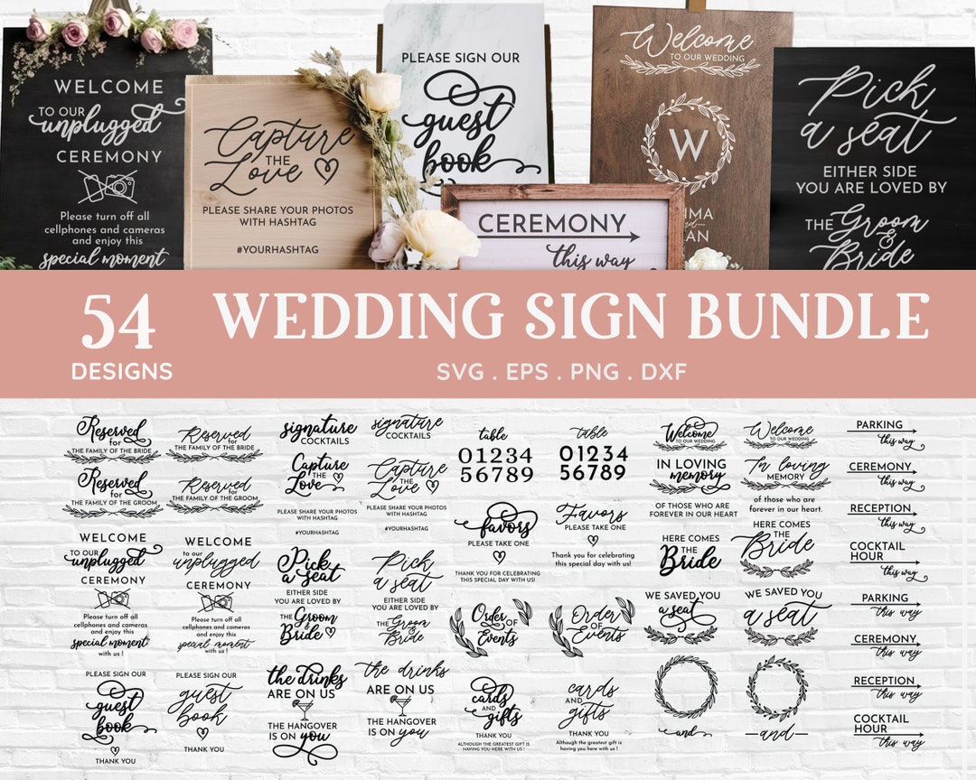 Wedding Sign SVG Bundle: Welcome Signs, Ceremony Decor (digital Files ...