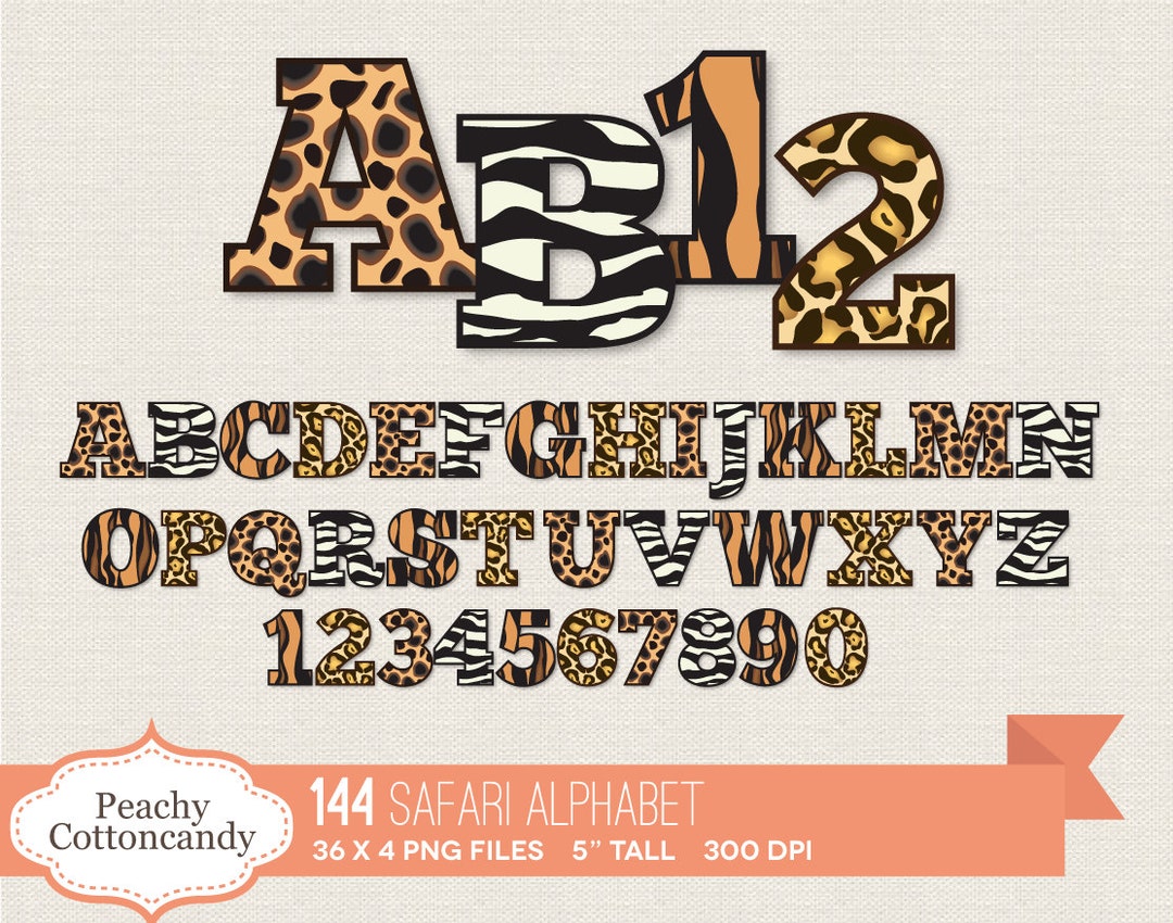 BUY 4 GET 50% OFF 144 Digital Safari Alphabet Clip Art / Animal Skins ...