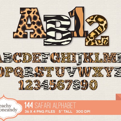BUY 4 GET 50% OFF 144 Digital Safari Alphabet Clip Art / - Etsy