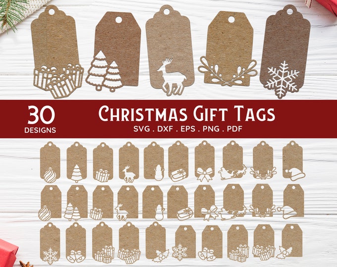 Christmas Gift Tags SVG Bundle - Etsy
