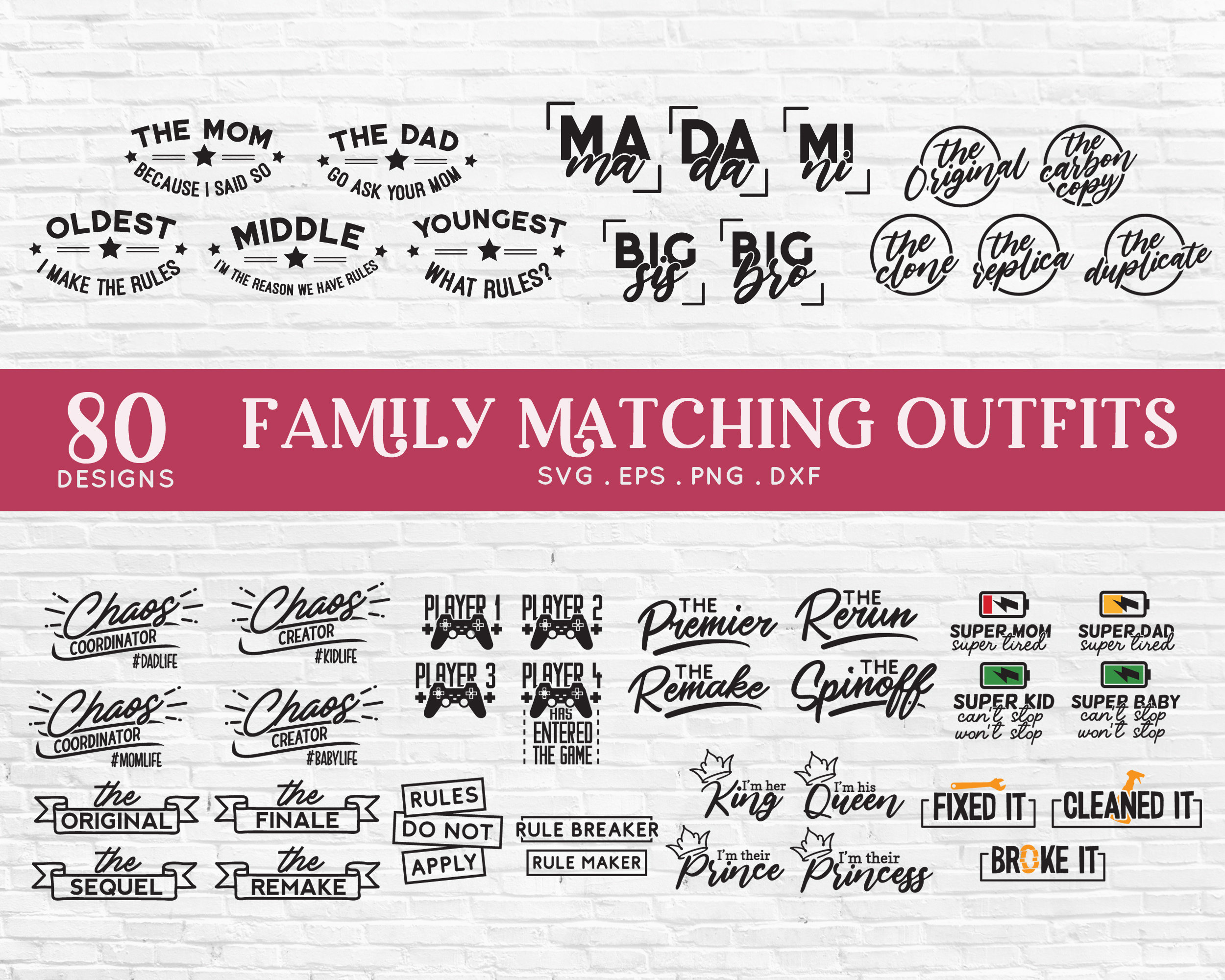 Matching Family Outfits SVG Bundle: 80 Designs (digital Download) - Etsy