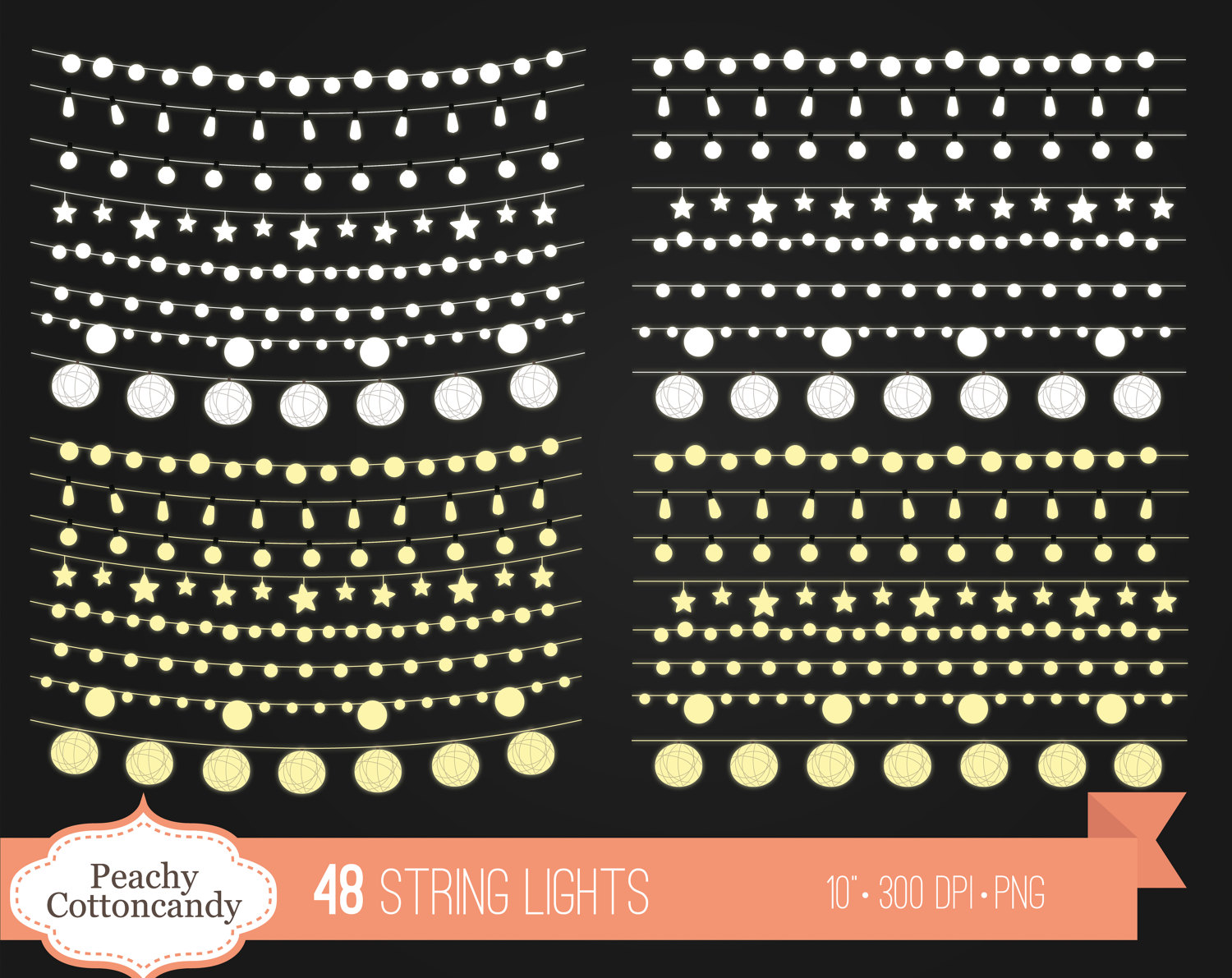 BUY 4 GET 50% OFF String Lights Clip Art String Light Clip - Etsy