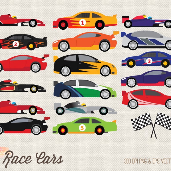 Race Cars Clip Art - Etsy
