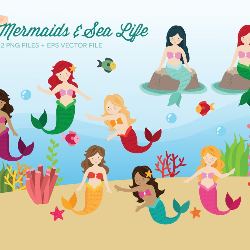 Mermaid Clip Art - Etsy