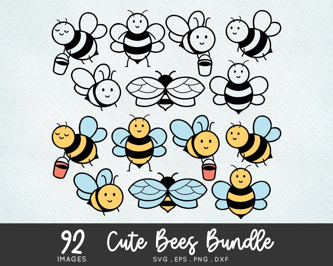 BUY 4 GET 50% OFF Cute Bees Mega Bundle Cute Honey Bee Svg - Etsy