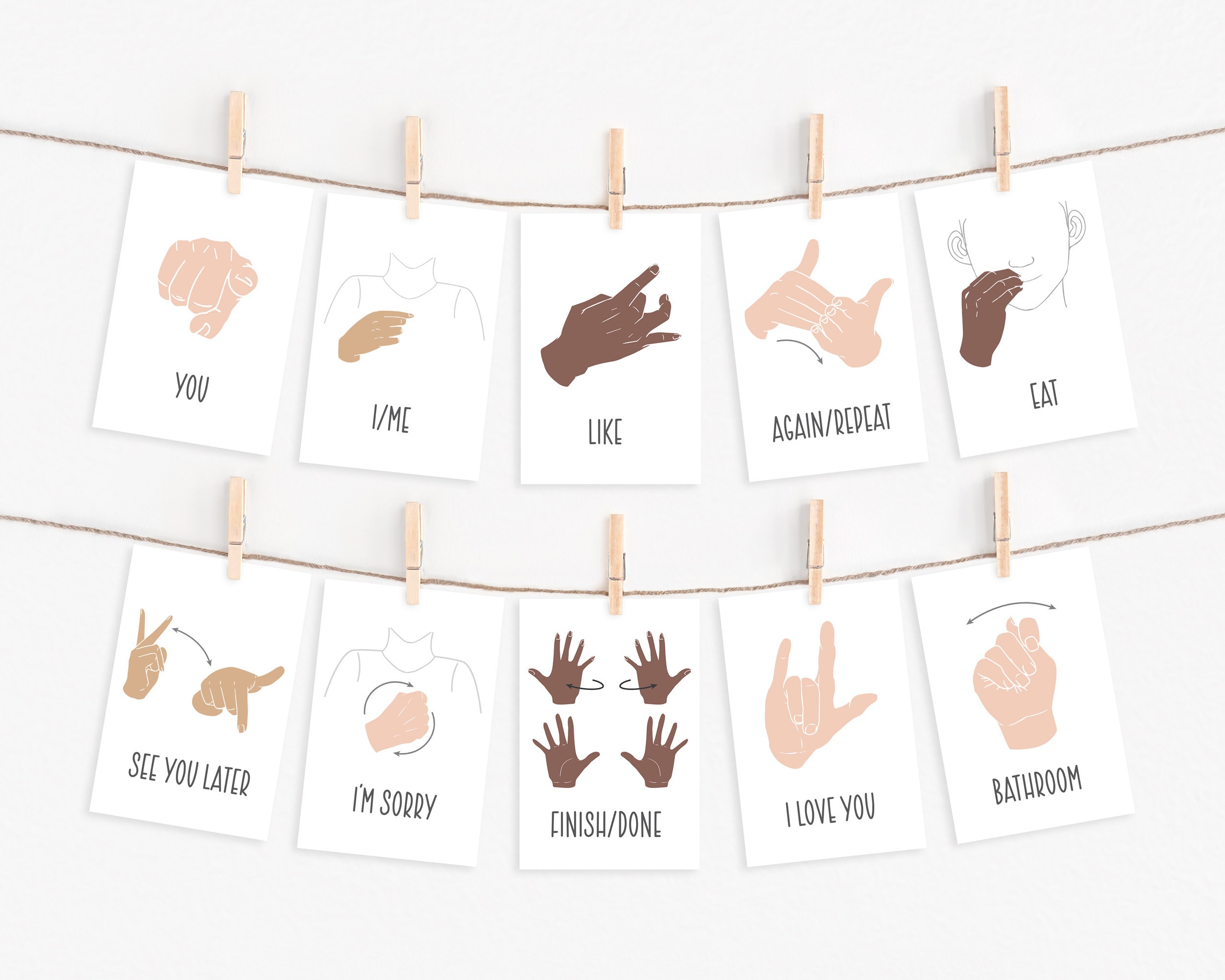 Printable ASL Flash Cards: Montessori Sign Language (32 Cards) - Etsy