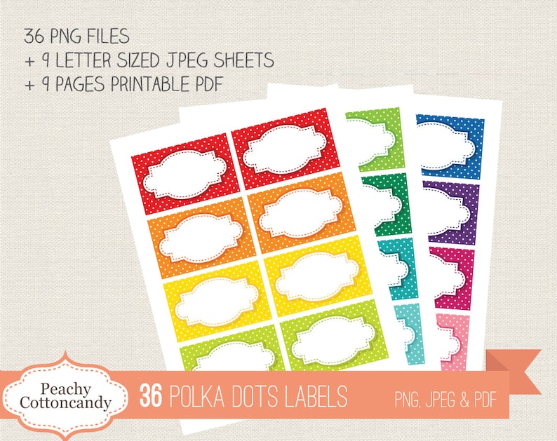 Polka Dot Labels: 36 Colorful Printable Tags (digital Download) - Etsy