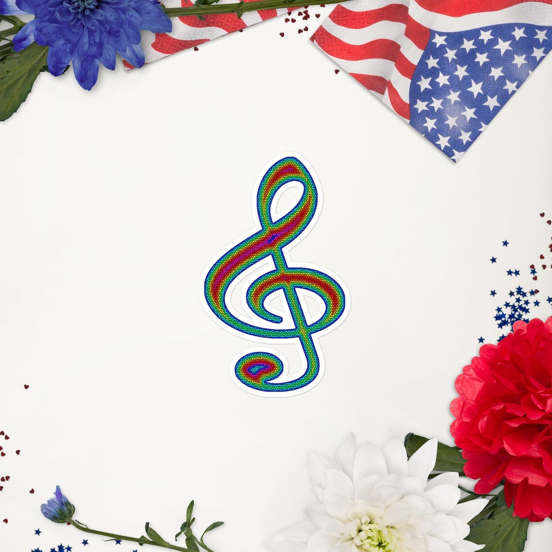 Rainbow Treble Clef Sticker: Music Teacher Gift, Colorful Decal - Etsy