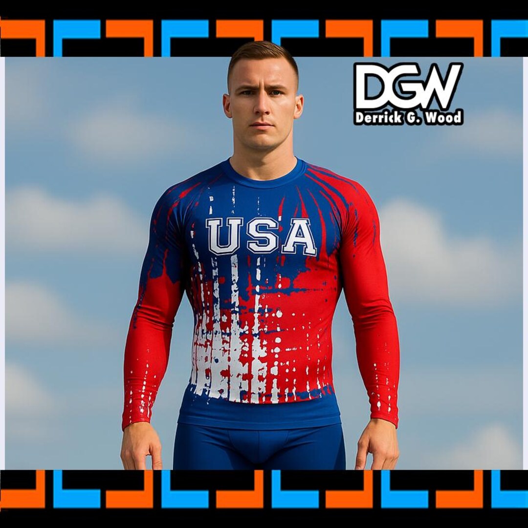 USA Rash Guard – Red White Blue Abstract Tie-dye Workout Top - Etsy