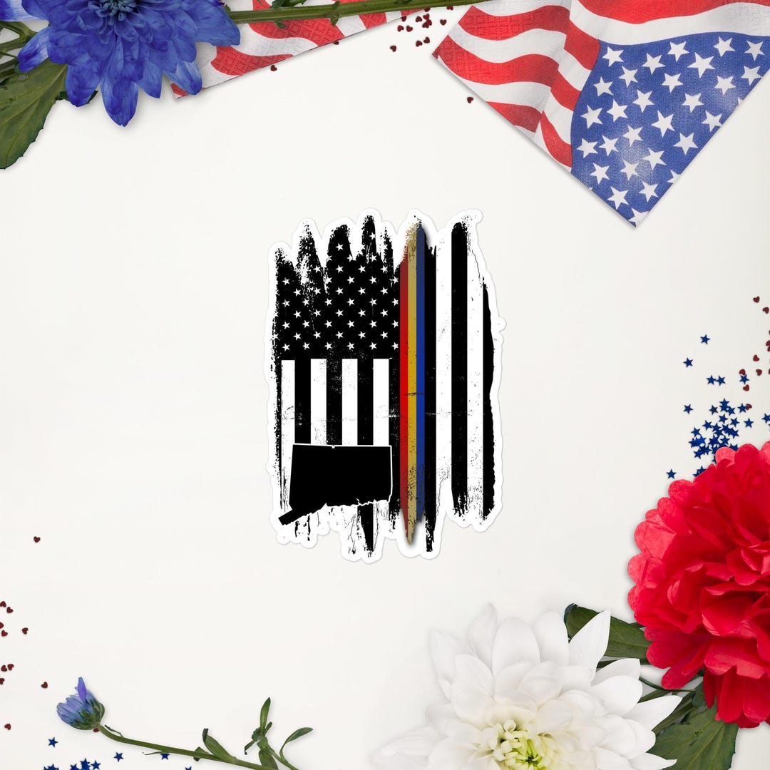 Connecticut First Responder Sticker – Thin Line State Silhouette Decal ...