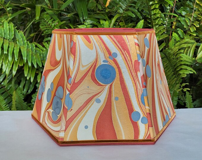 Marbled Paper Lampshade Rust Metallic Gold French Blue - Etsy