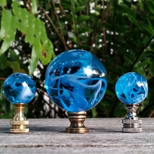 Lamp Finial, Sky Blue, White Swirls - Etsy