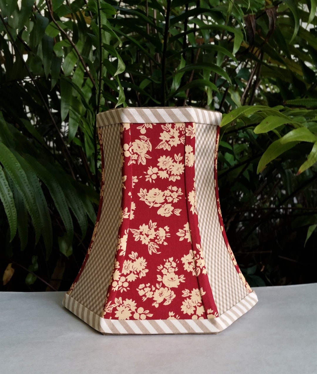 Floral Lampshade, Tomato Red and Beige Gingham Lamp Shade - Etsy