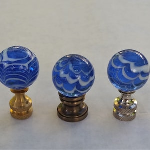 Royal Blue Lamp Finial, White Swirls, Glass - Etsy