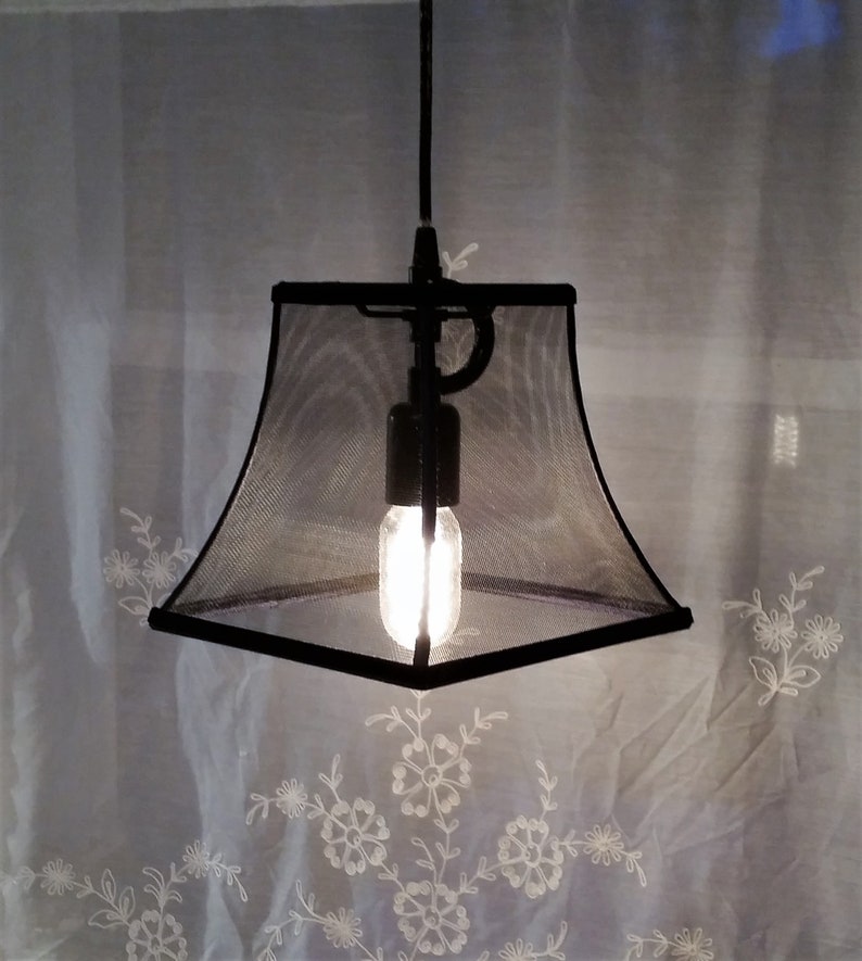 Wire Mesh Lampshade Black Blue Trim Lamp Shade - Etsy