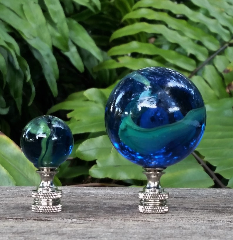 Blue Green Lamp Finial Glass Marble - Etsy