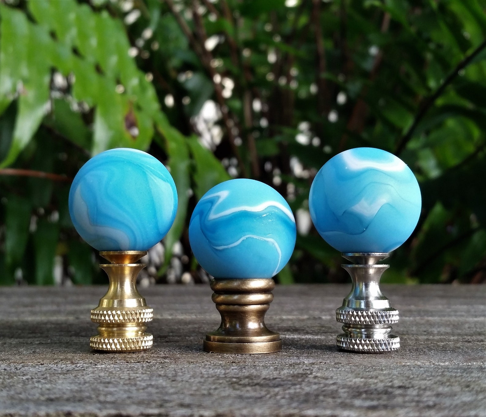Light Blue Lamp Finial, White, Frosted Glass - Etsy