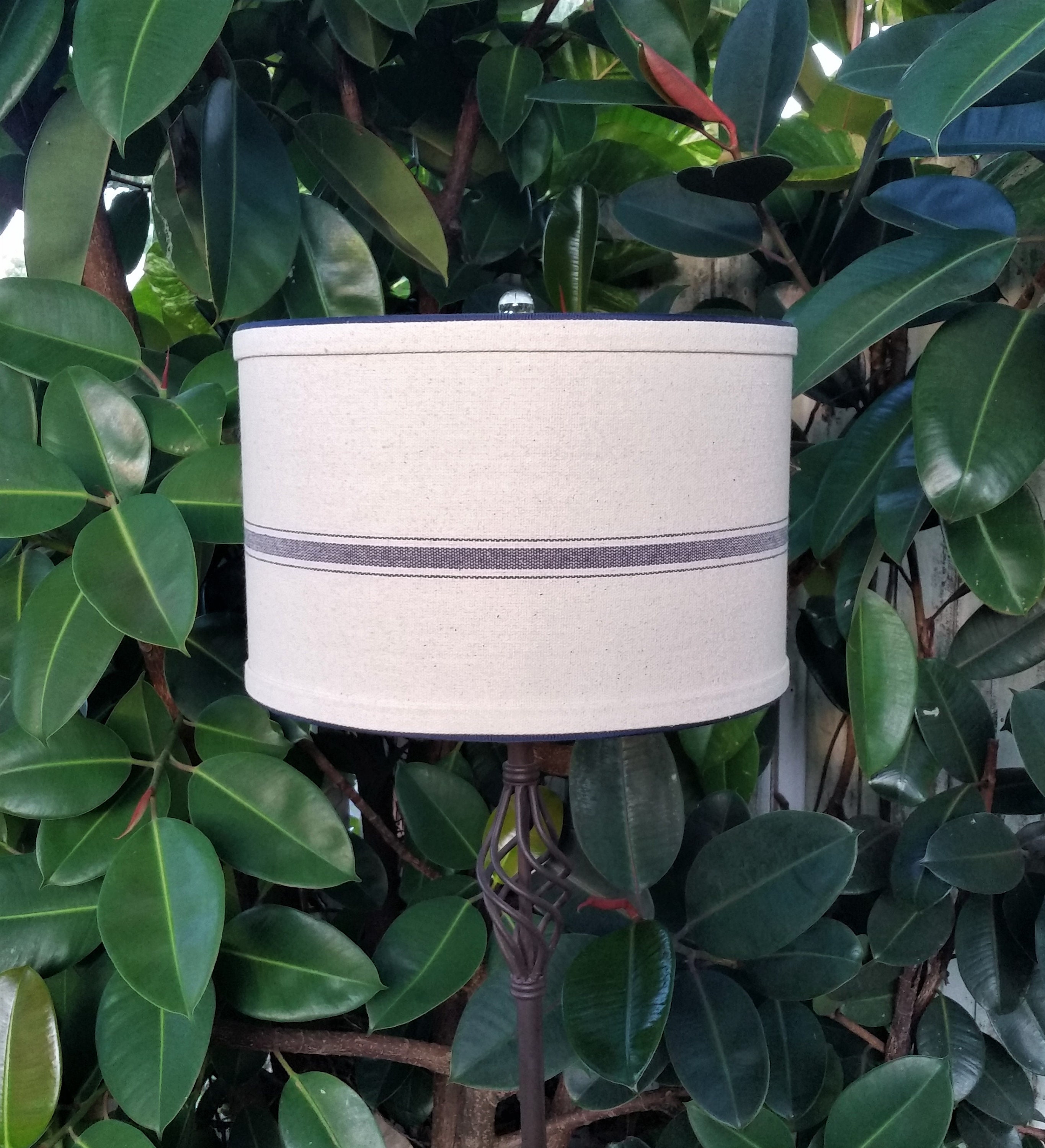 Blue Grain Sack Lampshade, Drum Lamp Shade - Etsy